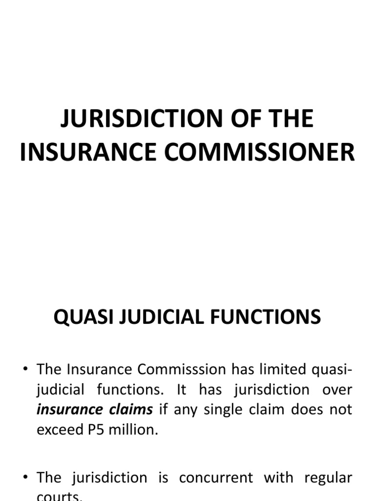 Jurisdiction of The Insurance Commissioner Revised | PDF | Jurisdiction ...