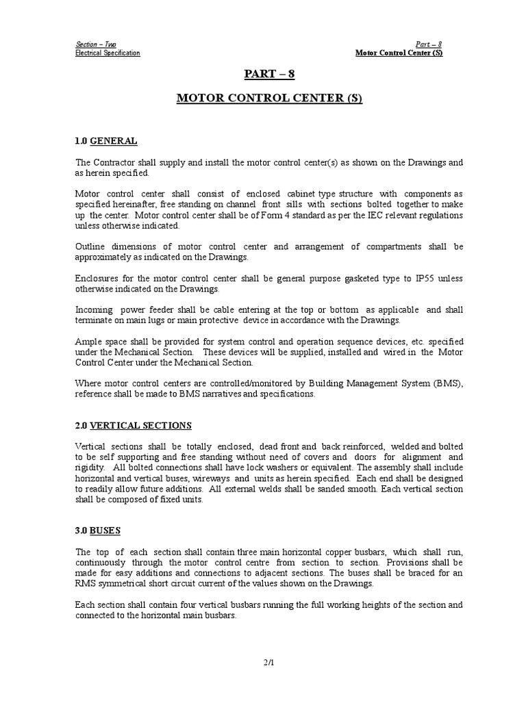 Motor Control Centres | PDF | Fuse (Electrical) | Transformer