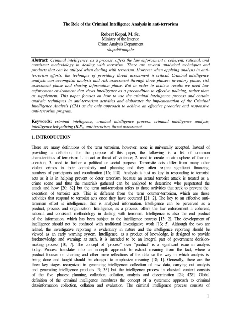 The Role of Criminal Intelligence Analysis On Terrorism | PDF | Counter ...