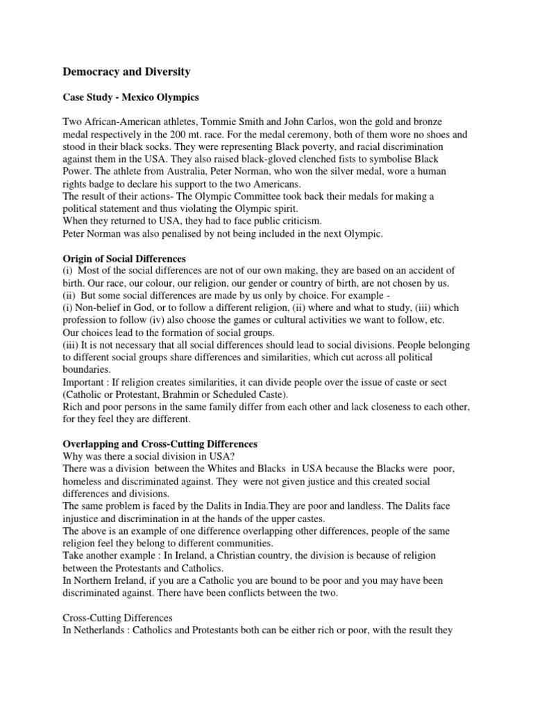 Democracy and Diversity: Case Study - Mexico Olympics | PDF ...