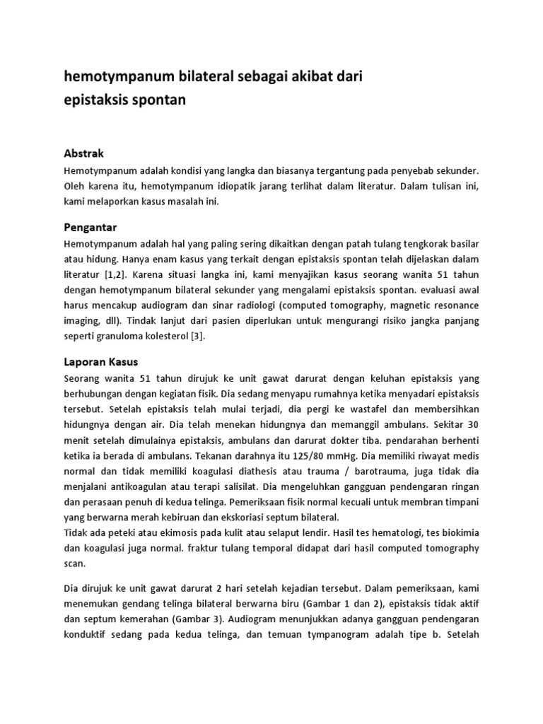 Hemotympanum Akibat Epistaksis Spontan | PDF | Pengembangan Diri ...