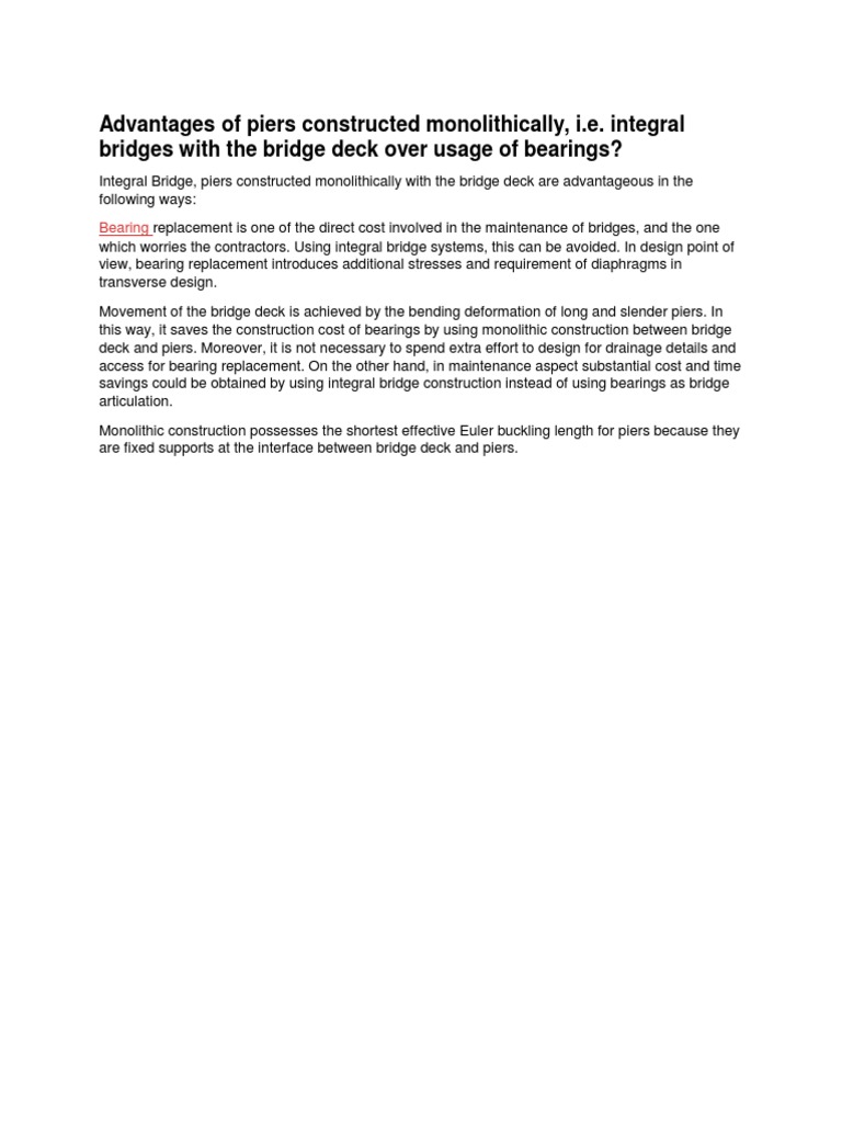 Advantages of Piers Constructed Monolithically, I.E. Integral Bridges ...