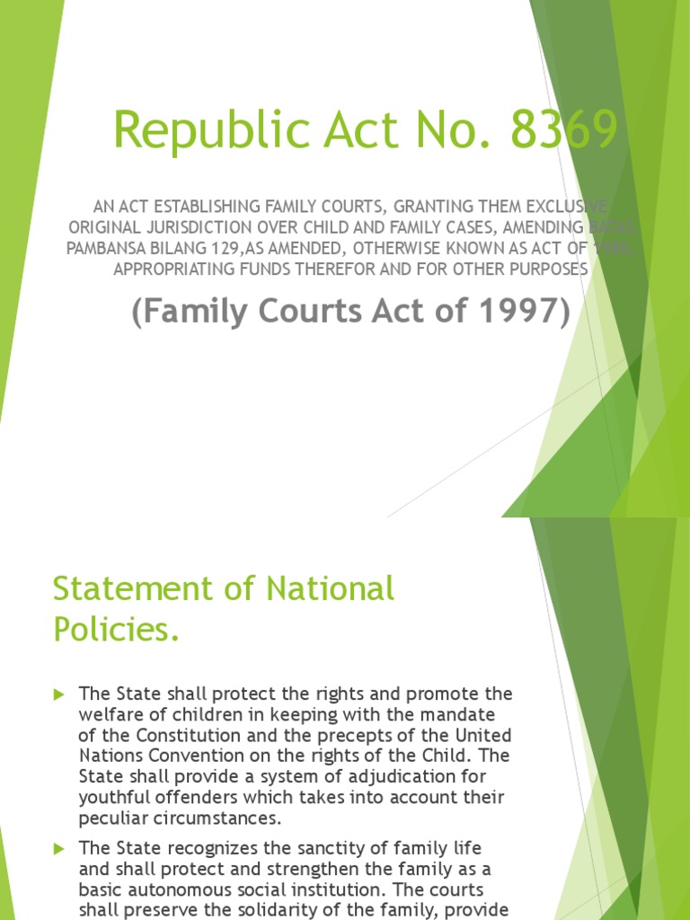 RA 8369 Report | PDF | Domestic Violence | Habeas Corpus