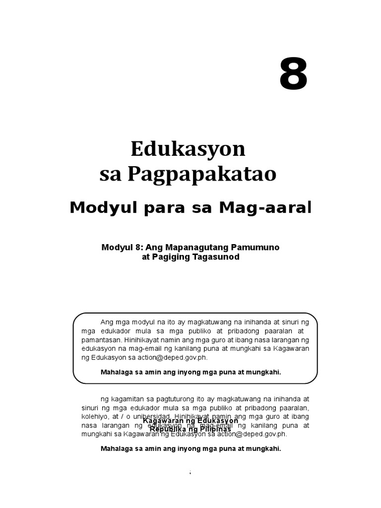 Edukasyon Sa Pagpapakatao: Modyul para Sa Mag-Aara | PDF