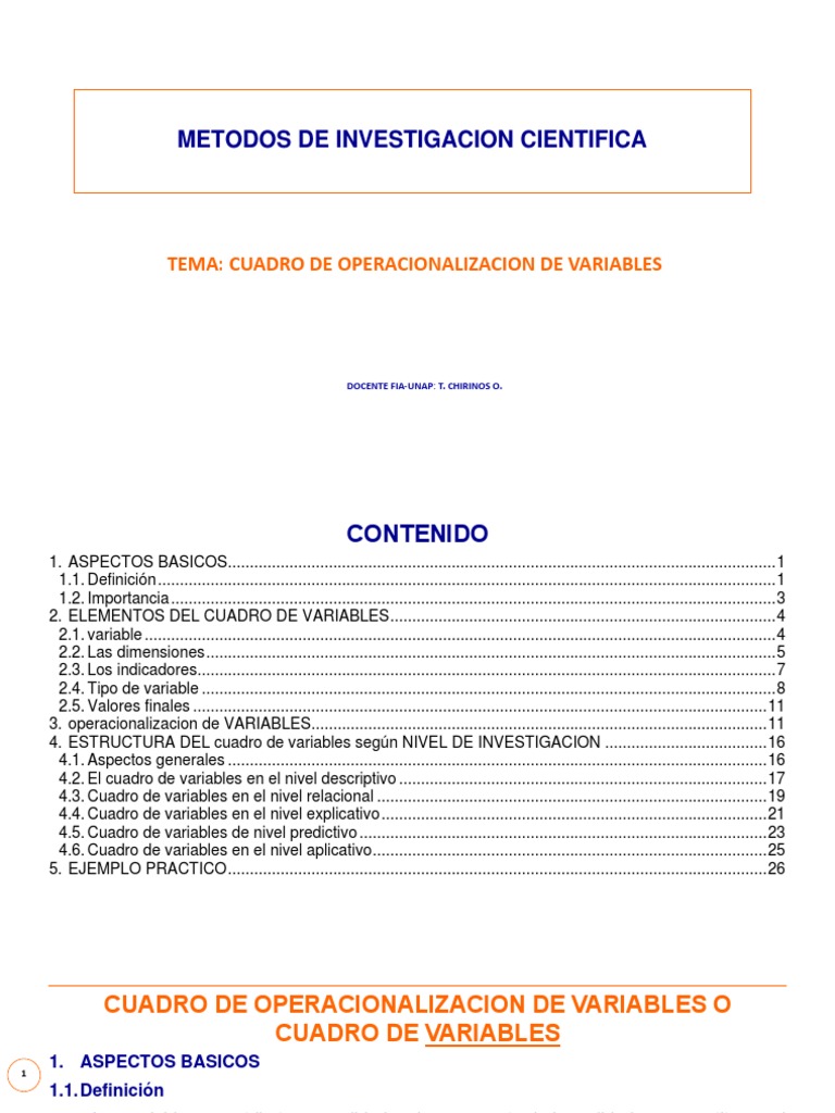 Operacionalización de Variables Científicas | PDF | Nivel de medida ...