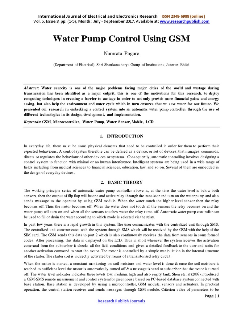 GSM-Based Water Pump Control | PDF | Digital Technology | Electronics
