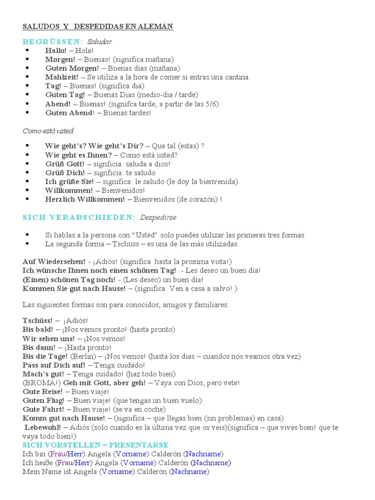 1 - Saludos y Despedidas en Alemán | PDF