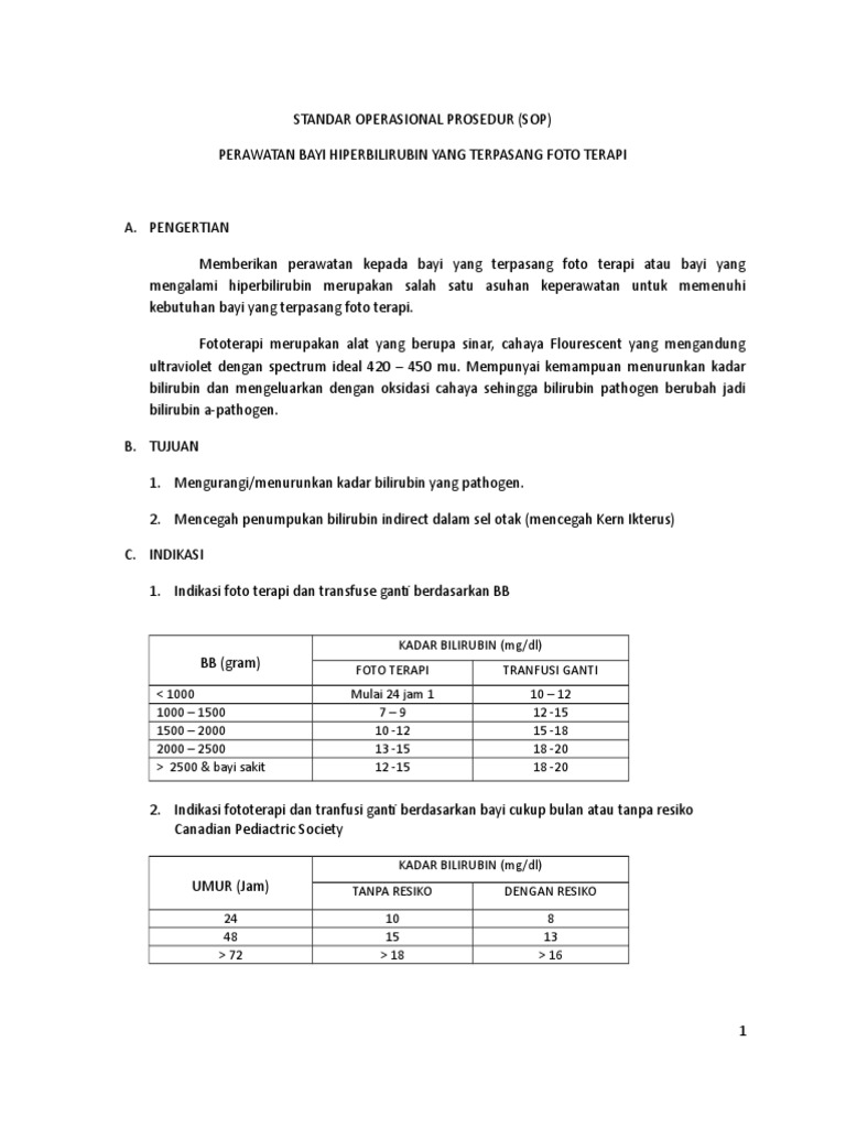 SOP Fototerapi | PDF