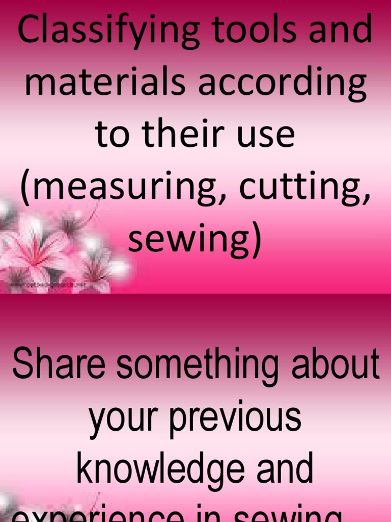 Classifying Sewing Tools and Materials According to Their Uses | PDF ...