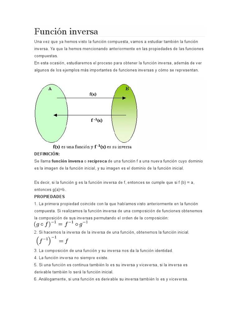 Función Inversa | PDF | Función (Matemáticas) | Derivado