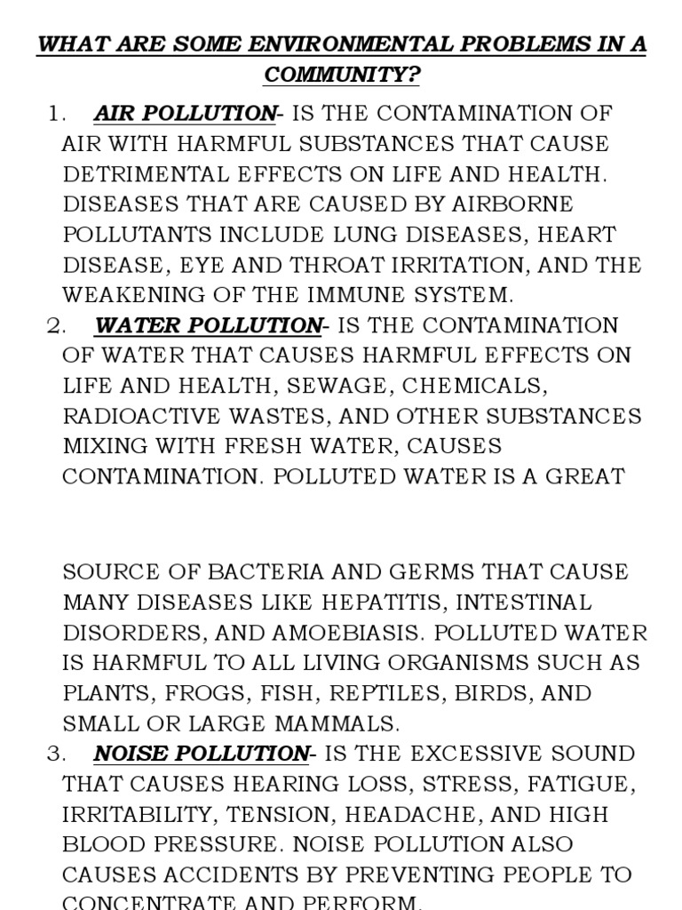What Are Some Environmental Problems in A Community Heath q2 Week 7 ...