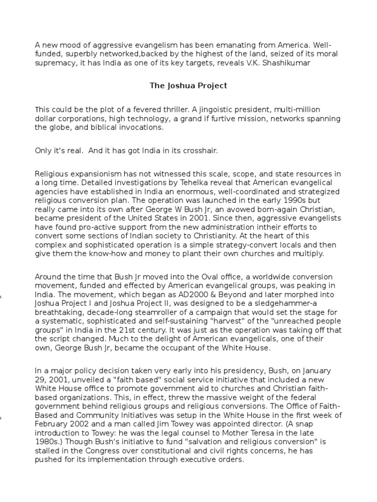 Aggressive Evangelism in India: Joshua Project | PDF | Christian ...