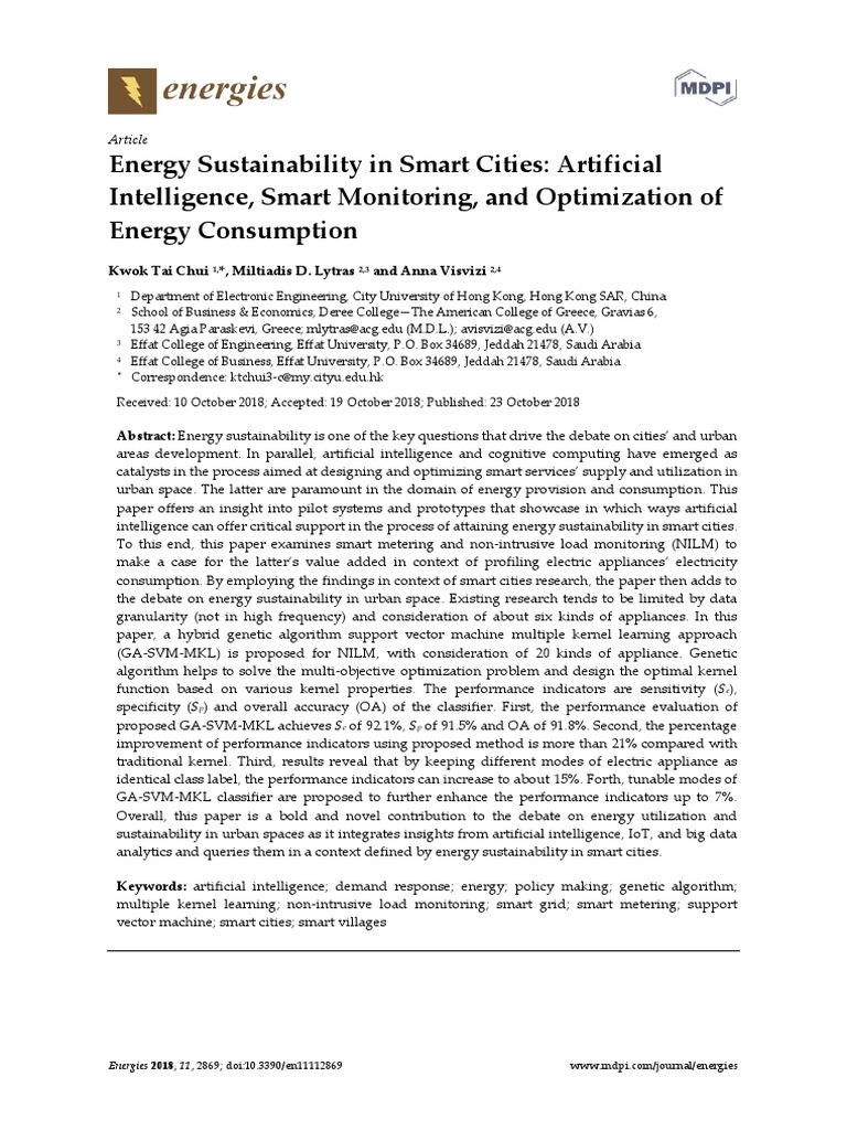 Energy Sustainability in Smart Cities Artificial Intelligence, Smart ...