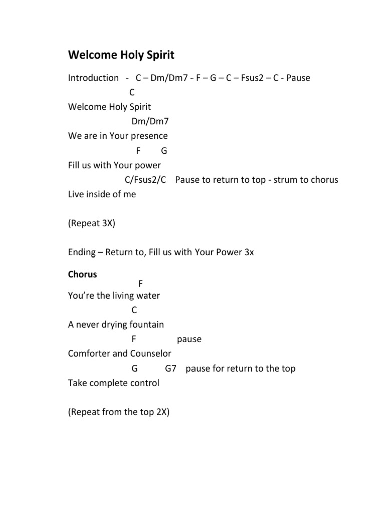 Welcome Holy Spirit | PDF