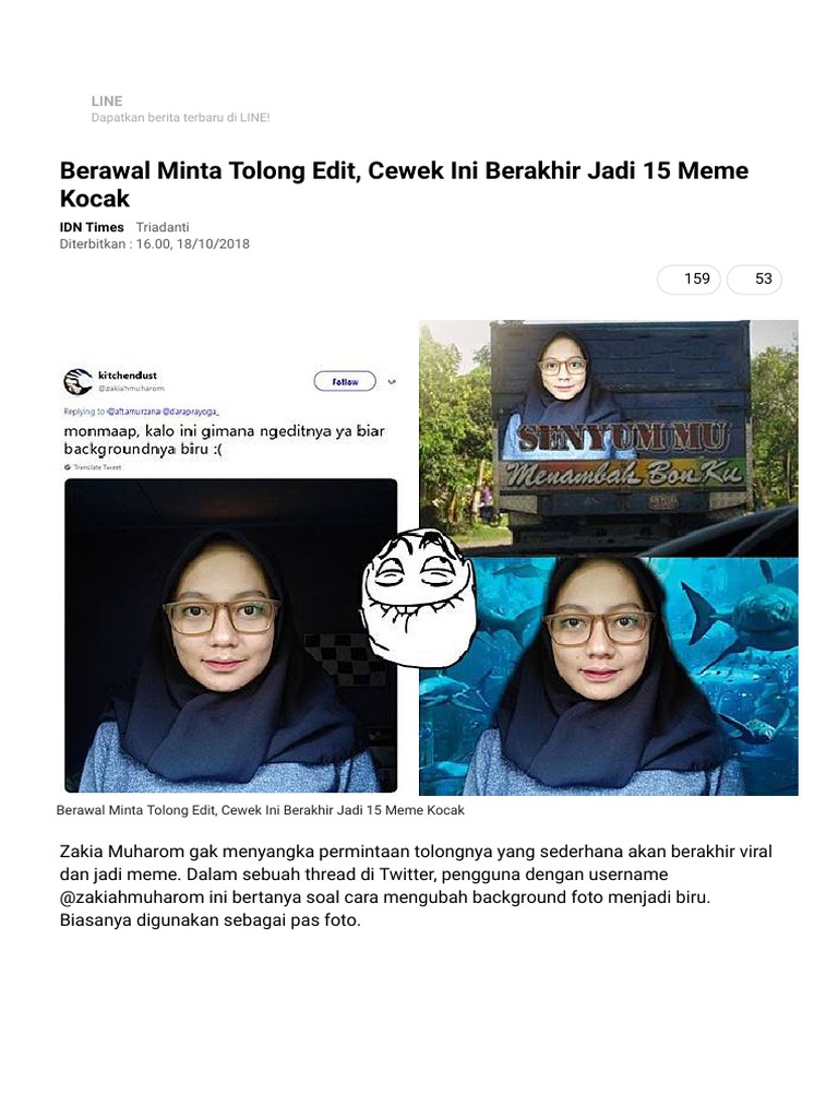 Berawal Minta Tolong Edit, Cewek Ini Berakhir Jadi 15 Meme Kocak PDF | PDF