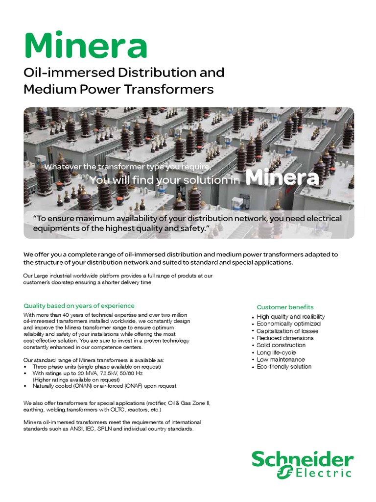 Transformer Brochure Minera - Schneider | PDF | Electric Power ...