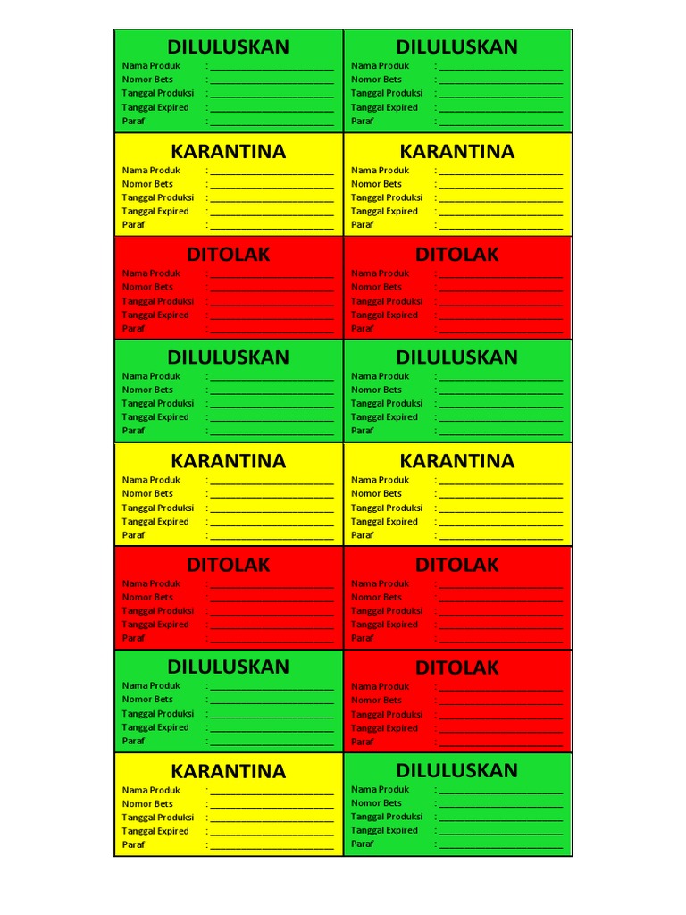 Label Karantina | PDF