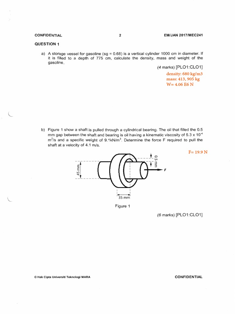 Rev Test 1 Fluid | PDF | Pressure | Continuum Mechanics