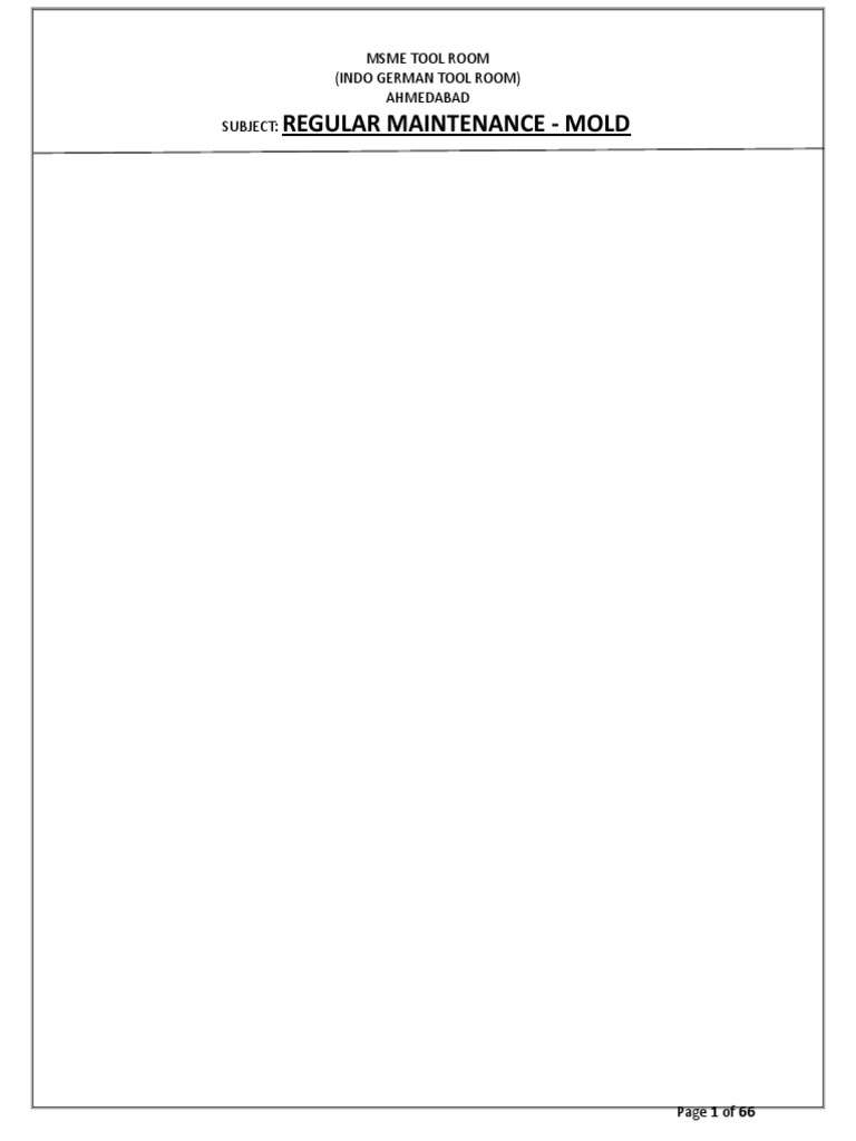 Regular Maintenance - Mold: Msme Tool Room (Indo German Tool Room ...