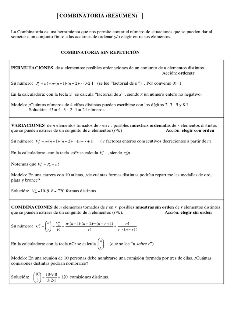 COMBINATORIA | PDF | Combinatoria | Teoría de los números