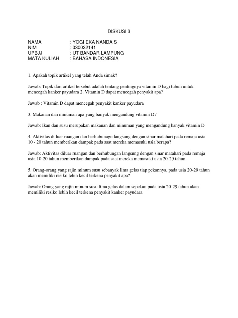 Diskusi 3 Bahasa Indonesia | PDF