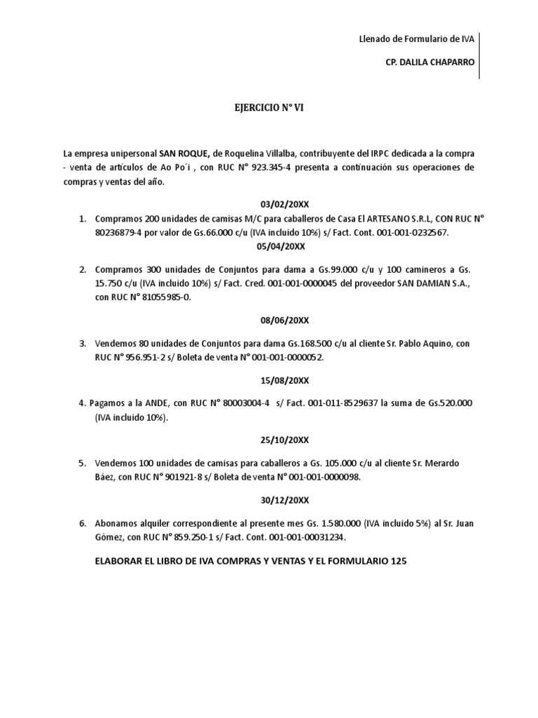 IVA Compras y Ventas San Roque | PDF