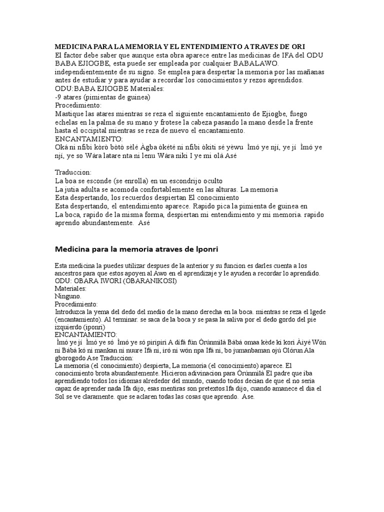 Akose para Memoria Ifa | PDF