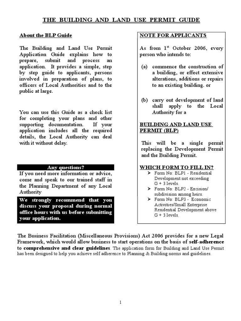 Building and Land Use Permit Guide | PDF | Cheque | Business