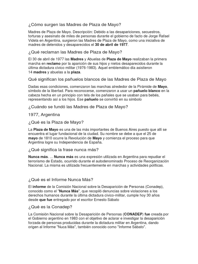 Cómo Surgen Las Madres de Plaza de Mayo | PDF | Ciencias sociales ...