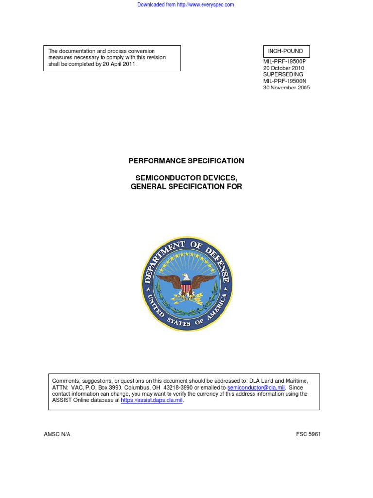 Performance Specification Semiconductor Devices, General Specification ...