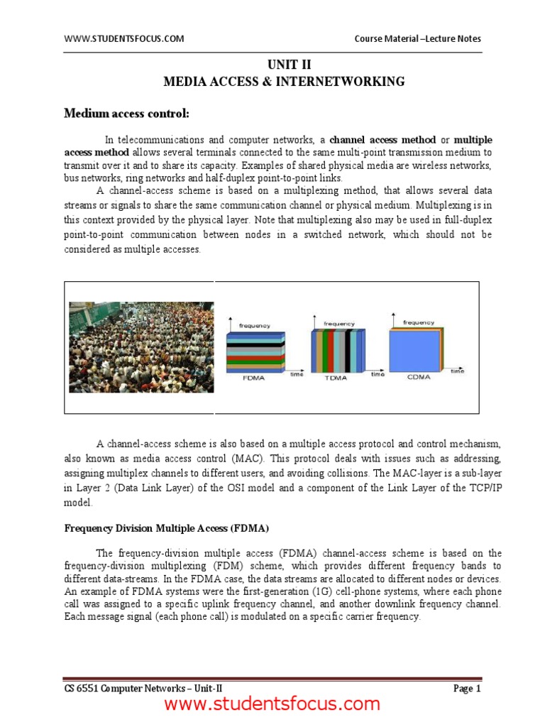Unit Ii Media Access & Internetworking Medium Access Control | PDF ...