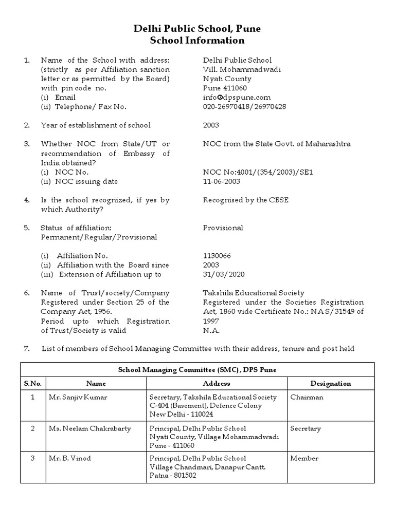 School Info - DPS Pune | PDF | Business