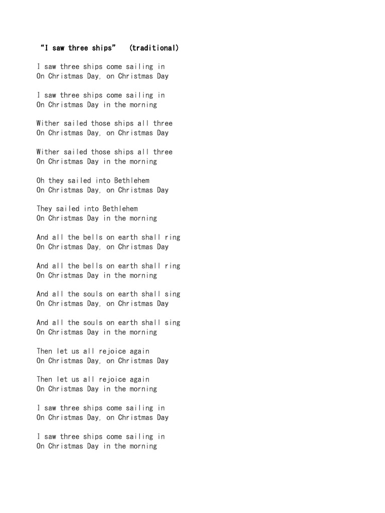 I Saw Three Ships - Christmas Song 1 | PDF