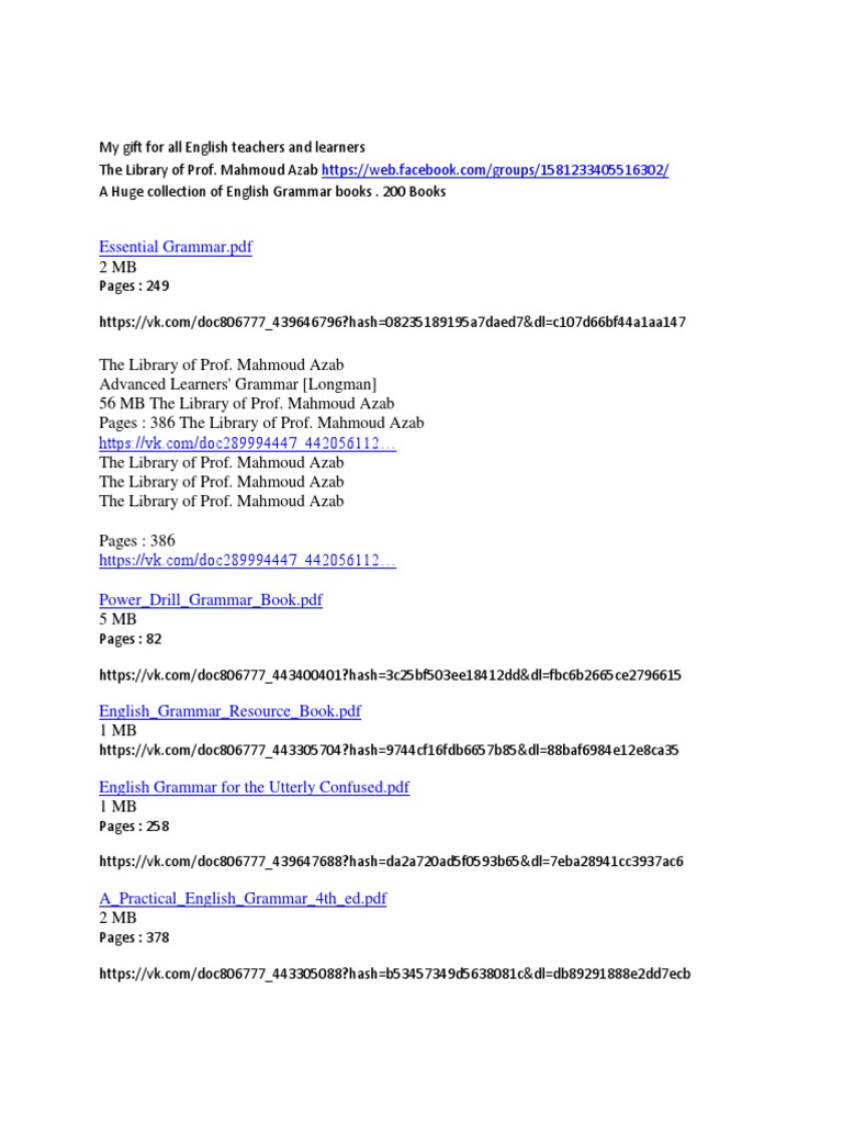 Comprehensive English Grammar Resources | PDF