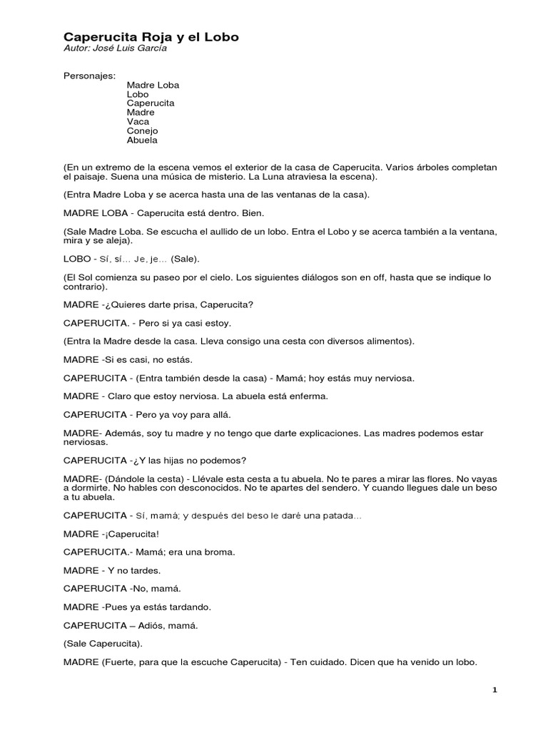 Caperucita Roja/ Obra de Teatro | PDF | Lobo gris | Caperucita Roja