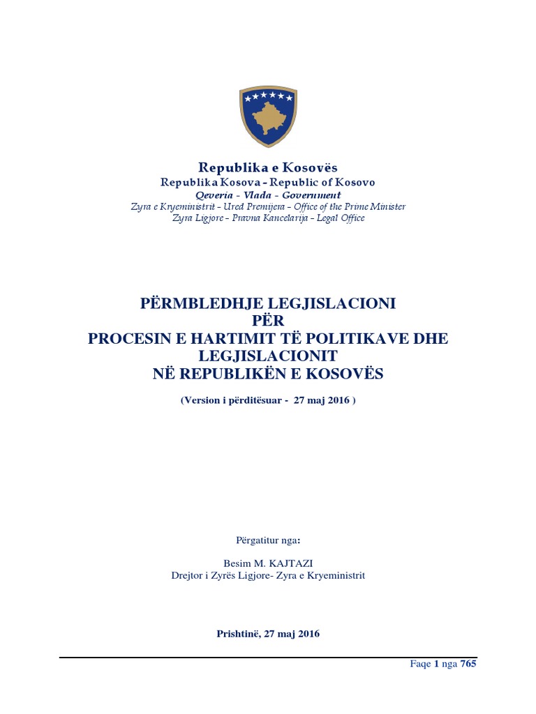 Permbledhje Legjislacioni Per Procesin e Hartimit Te Politikave Dhe ...