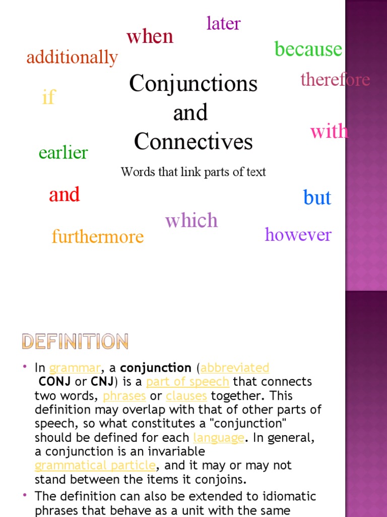 Additionally: Conjunctions and Connectives | PDF | Syntactic Relationships | Syntax