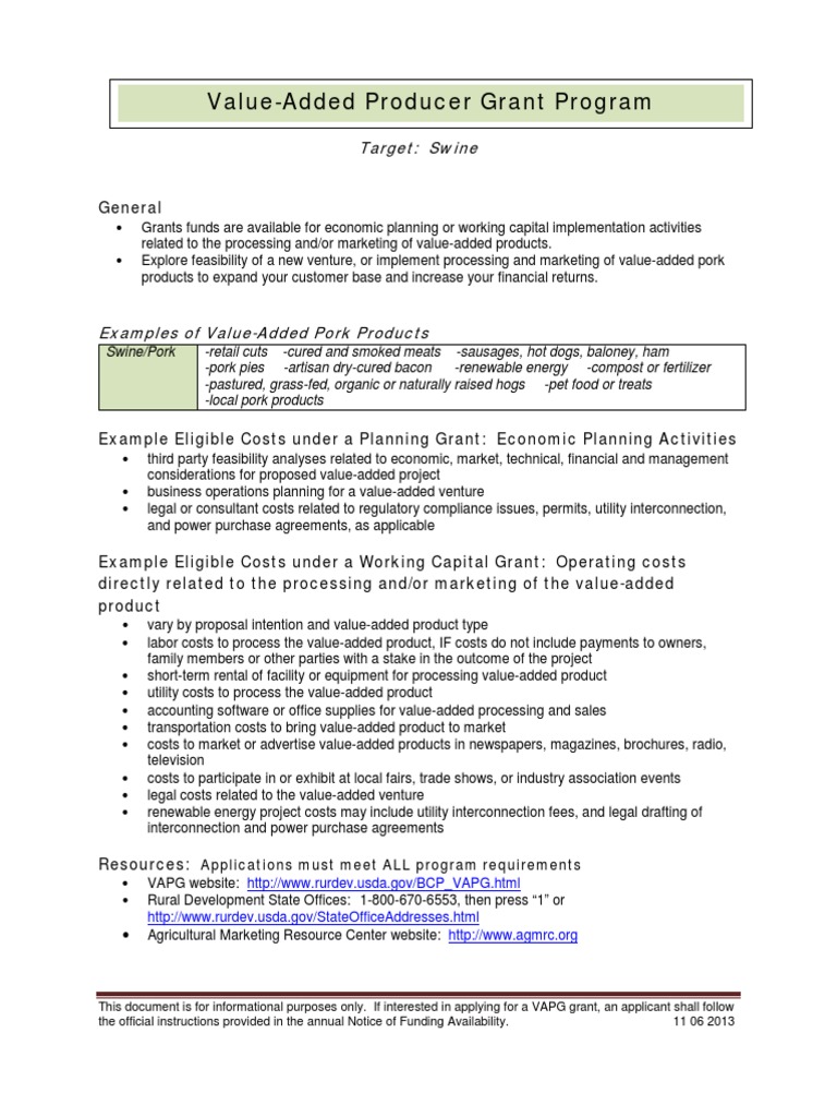 Value-Added Pork Grants Help Farmers Expand Businesses | PDF | Pork ...