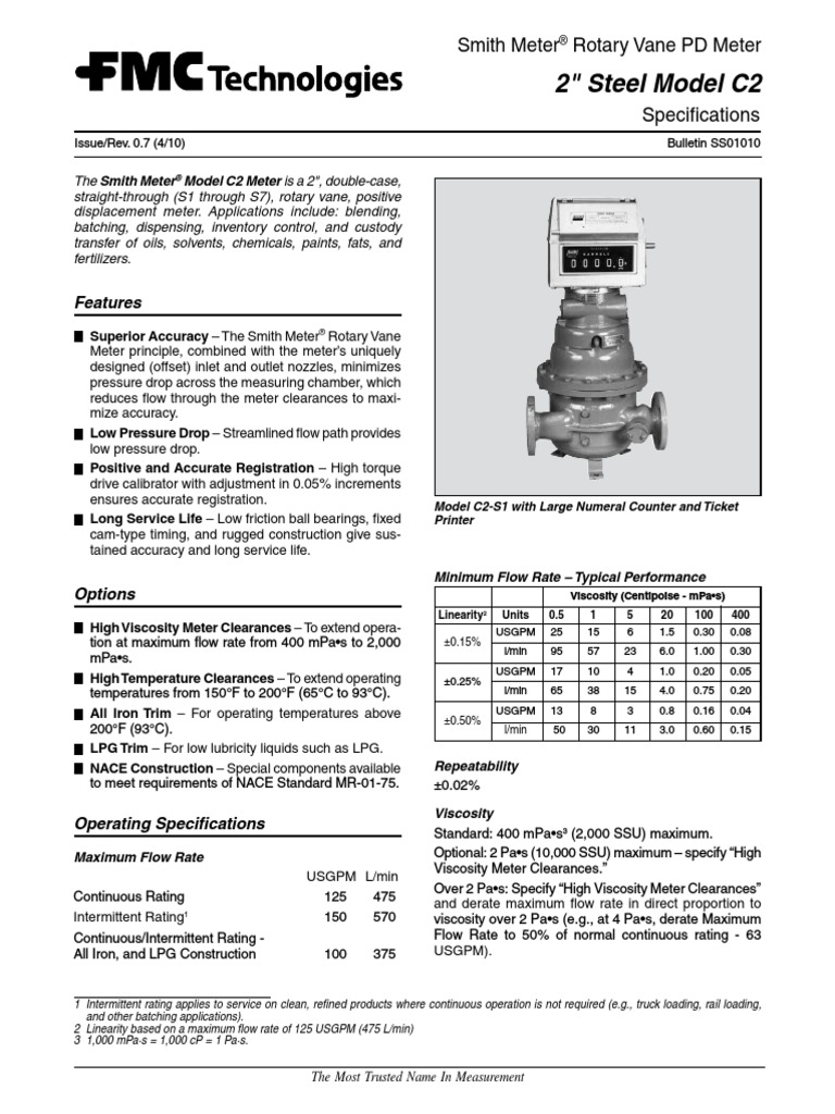 A O Smith Meter 2 Inch Steel Model C2 | PDF | Viscosity | Flow Measurement