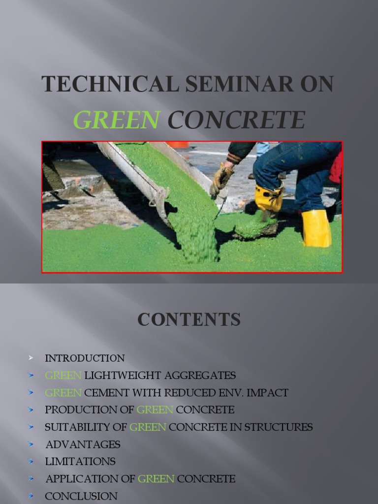 Technical Seminar On: Green | PDF | Concrete | Cement