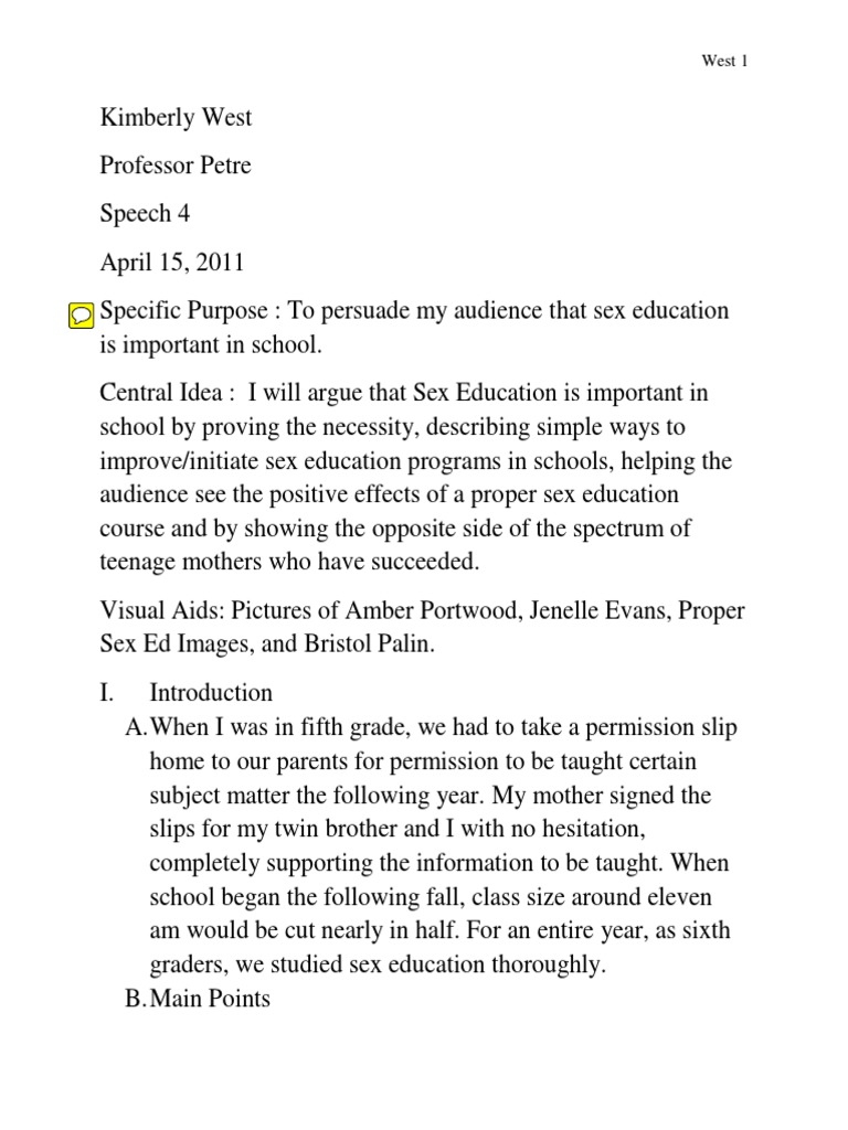 Speech 4 Sex Education Pdf Sex Education Sexual Intercourse