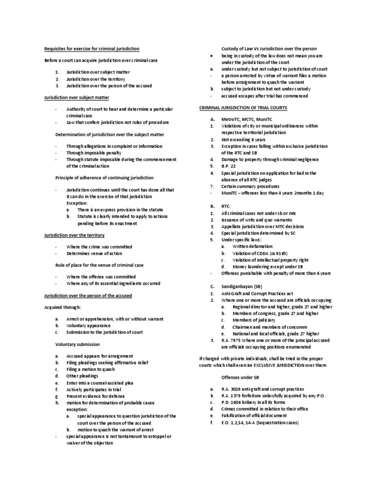 Crim Pro Reviewer | PDF | Prosecutor | Crime & Violence