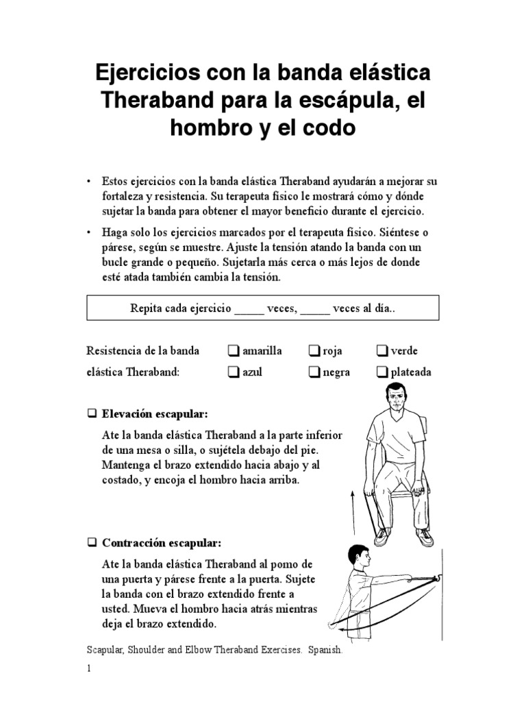Scapular, Shoulder and Elbow Theraband Exercises - Spanish | PDF ...