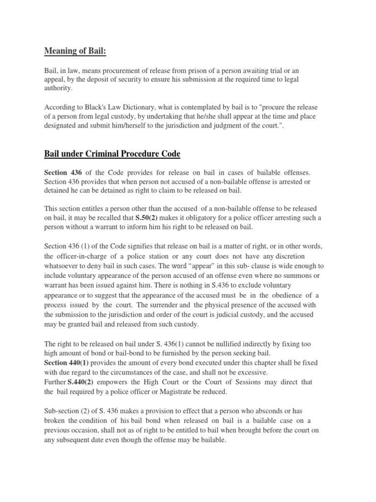 Understanding Bail in Criminal Law | PDF | Bail | Arrest