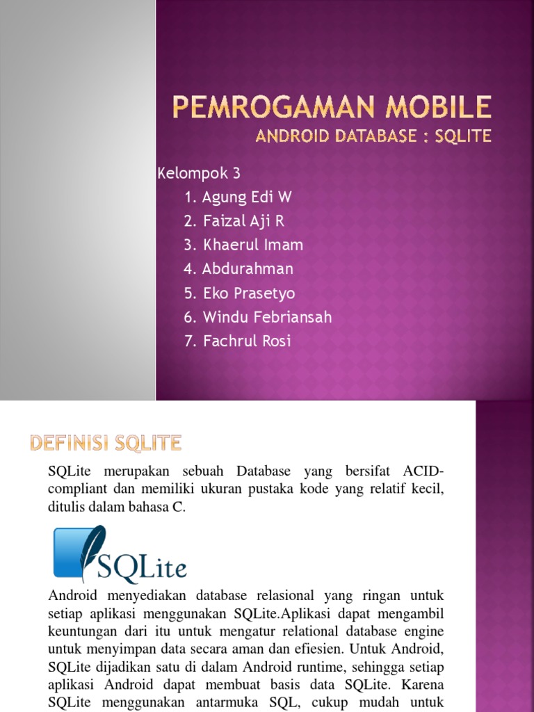 Pertemuan 7 (SQLite) | PDF