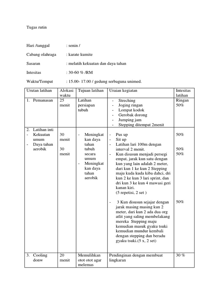 Program Latihan Karate | PDF