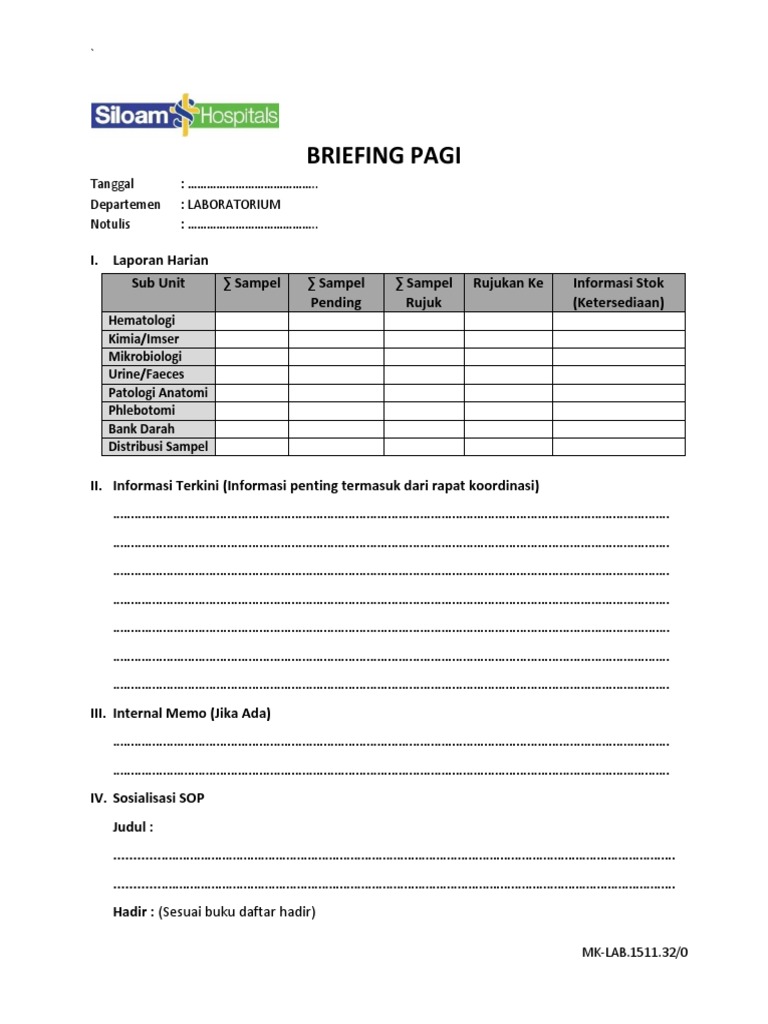 Briefing Pagi | PDF