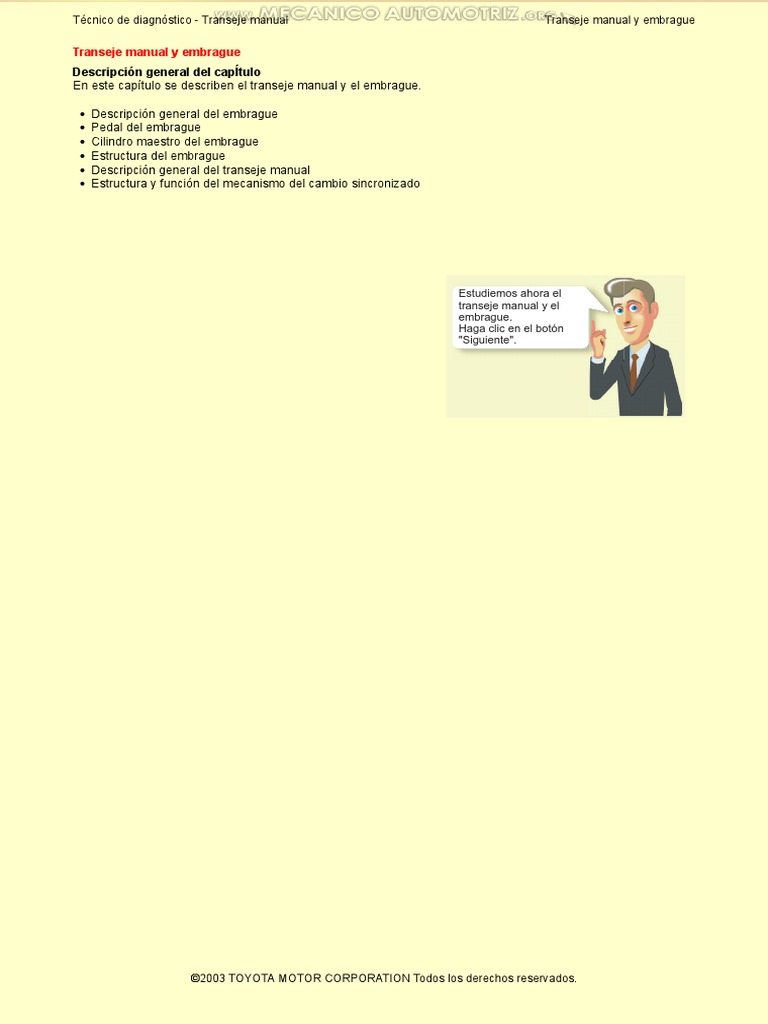 Manual Transeje Manual Embrague Descripcion Pedal Cilindros Estructura ...