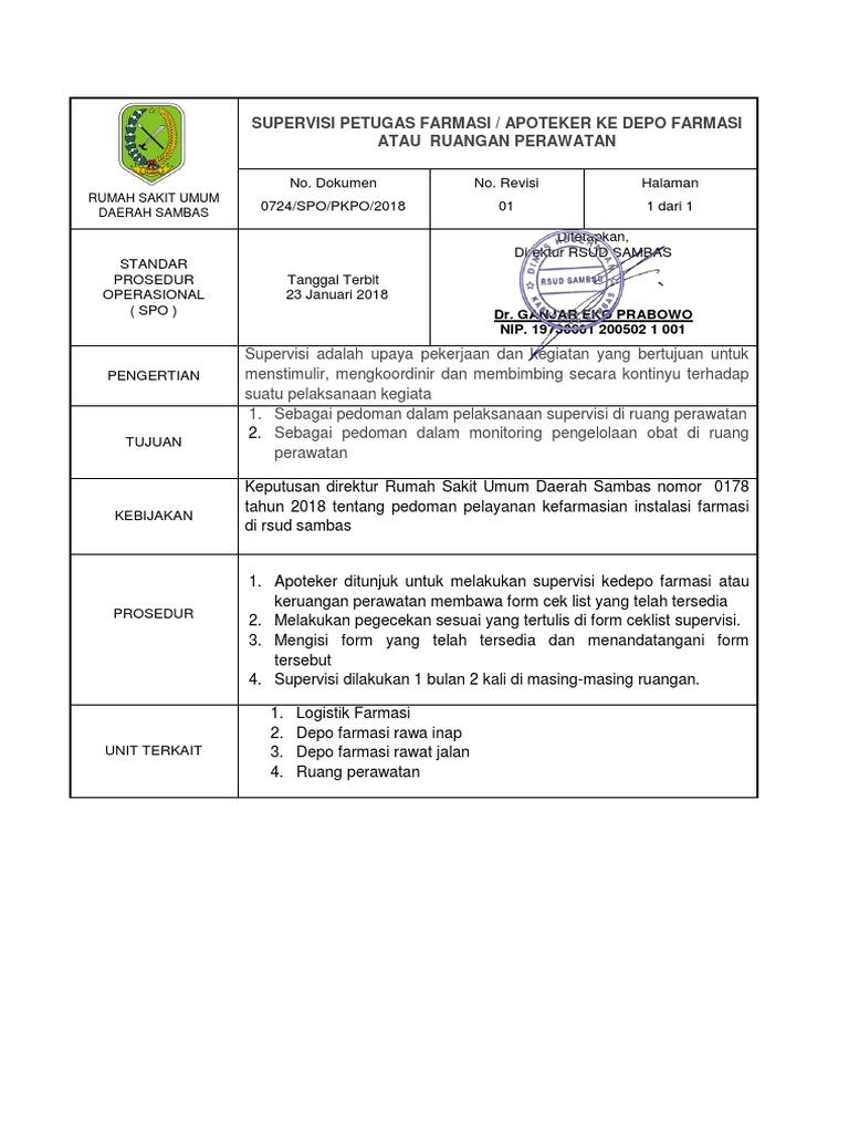 1 SPO Form Supervisi Apoteker | PDF | Pengembangan Diri | Kesehatan ...