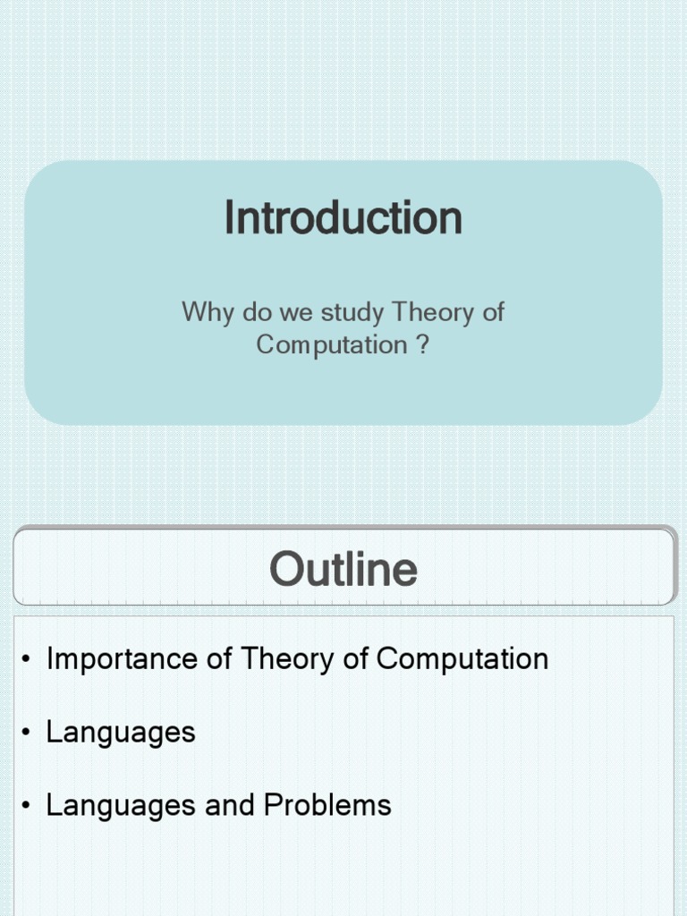 1 Introduction Toc Theory Of Computation Computational Complexity Theory